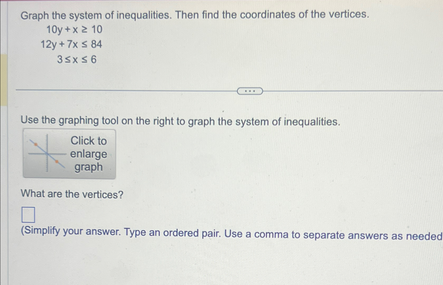 Solved Graph the system of inequalities. Then find the | Chegg.com