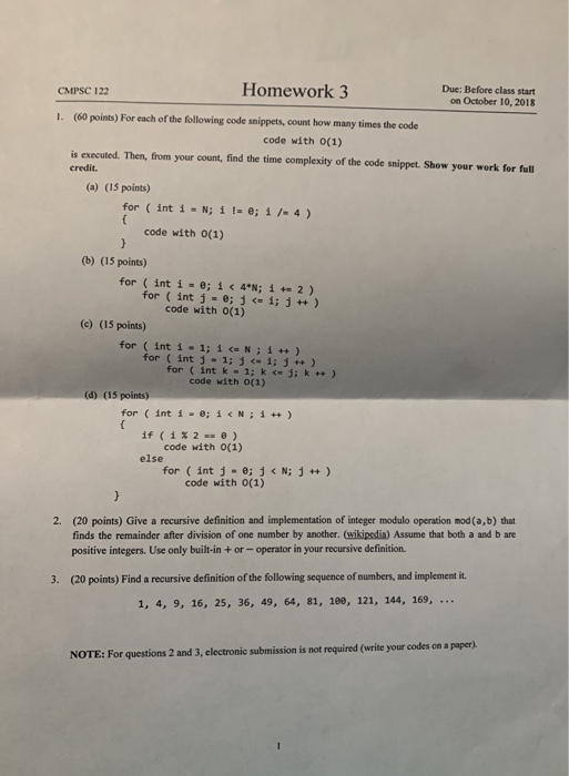 Solved CMPSC 122 Homework 3 Due: Before class start on | Chegg.com Solved CMPSC 122 Homework 3 Due: Before class start on | Chegg.com