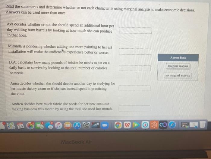 Solved Read the statements and determine whether or not each | Chegg.com