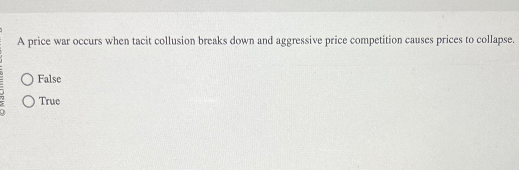 Solved A price war occurs when tacit collusion breaks down | Chegg.com