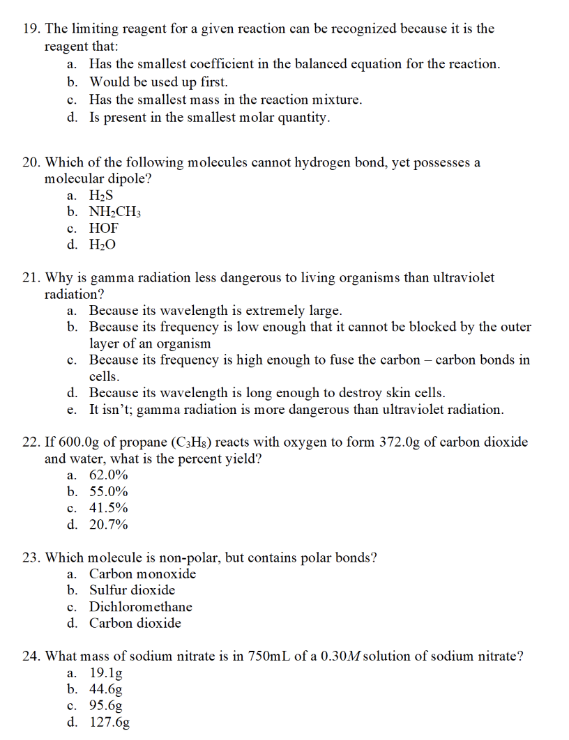 Solved The limiting reagent for a given reaction can be | Chegg.com