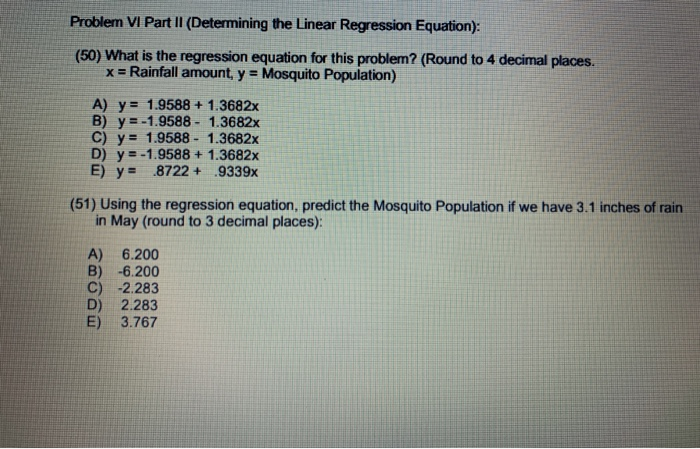 Solved Problem VI Part II (Determining the Linear Regression | Chegg.com
