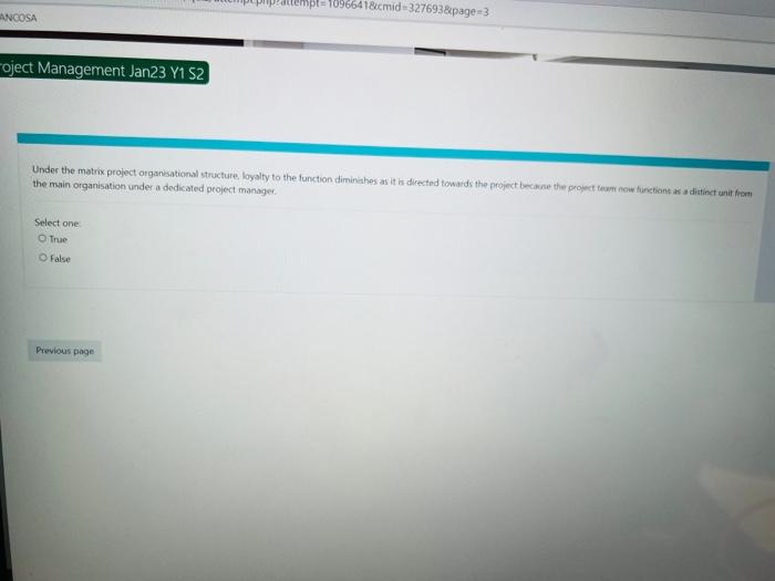 Solved Under the matrix project organisational structure | Chegg.com