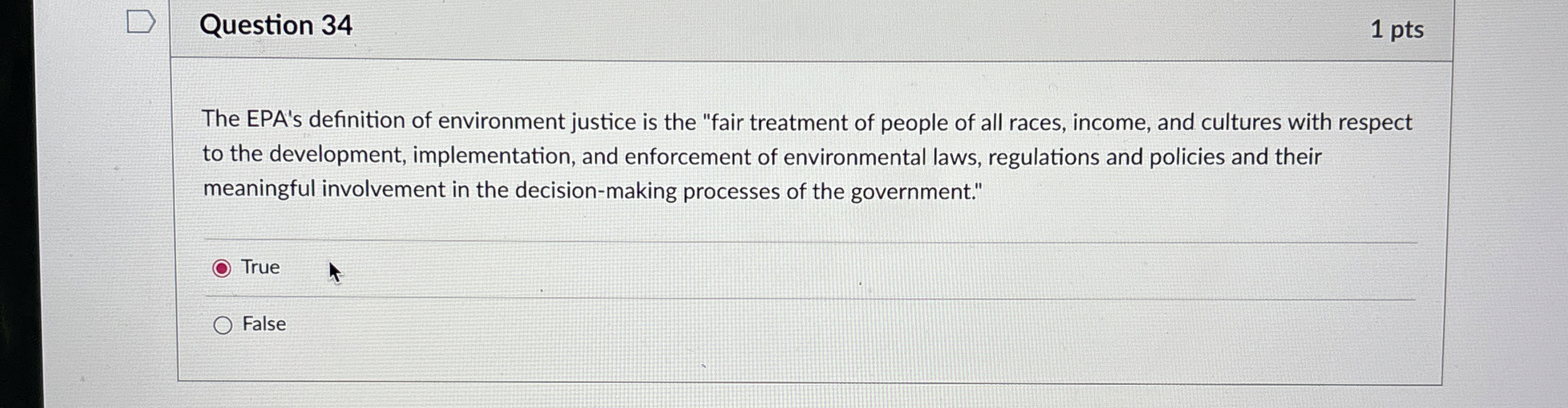 Solved Question 341 ﻿ptsThe EPA's definition of environment | Chegg.com