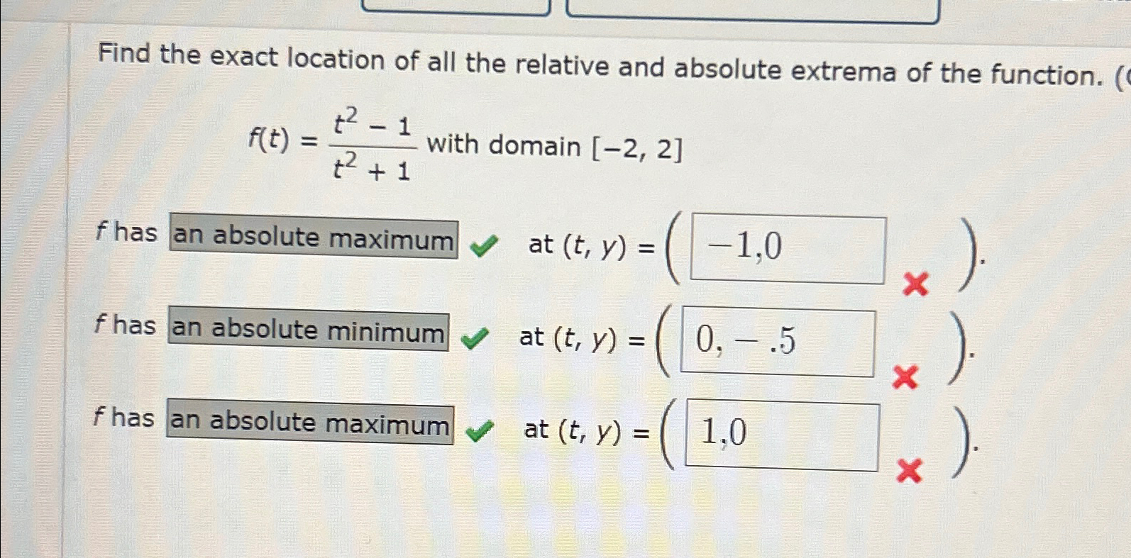 Solved Find the exact location of all the relative and | Chegg.com
