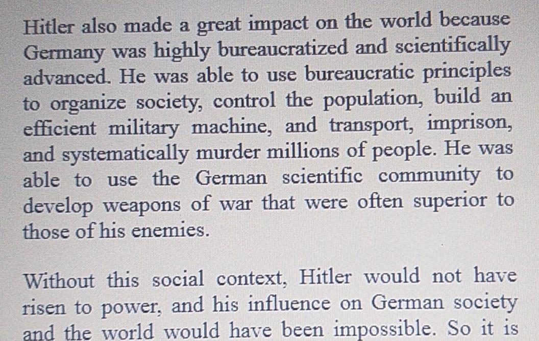 Solved Nein Question Essay Paragraph Hitler's rise to | Chegg.com