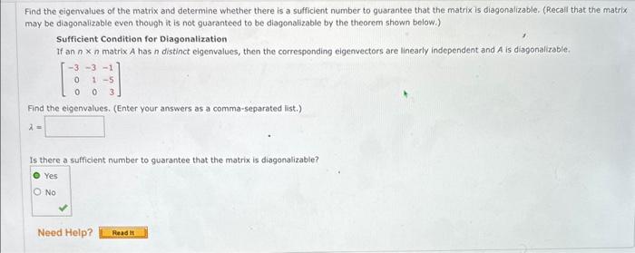 Solved Find the eigenvalues of the matrix and determine | Chegg.com