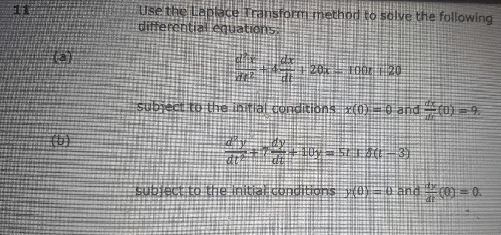 Solved Use the Laplace Transform method to solve the | Chegg.com