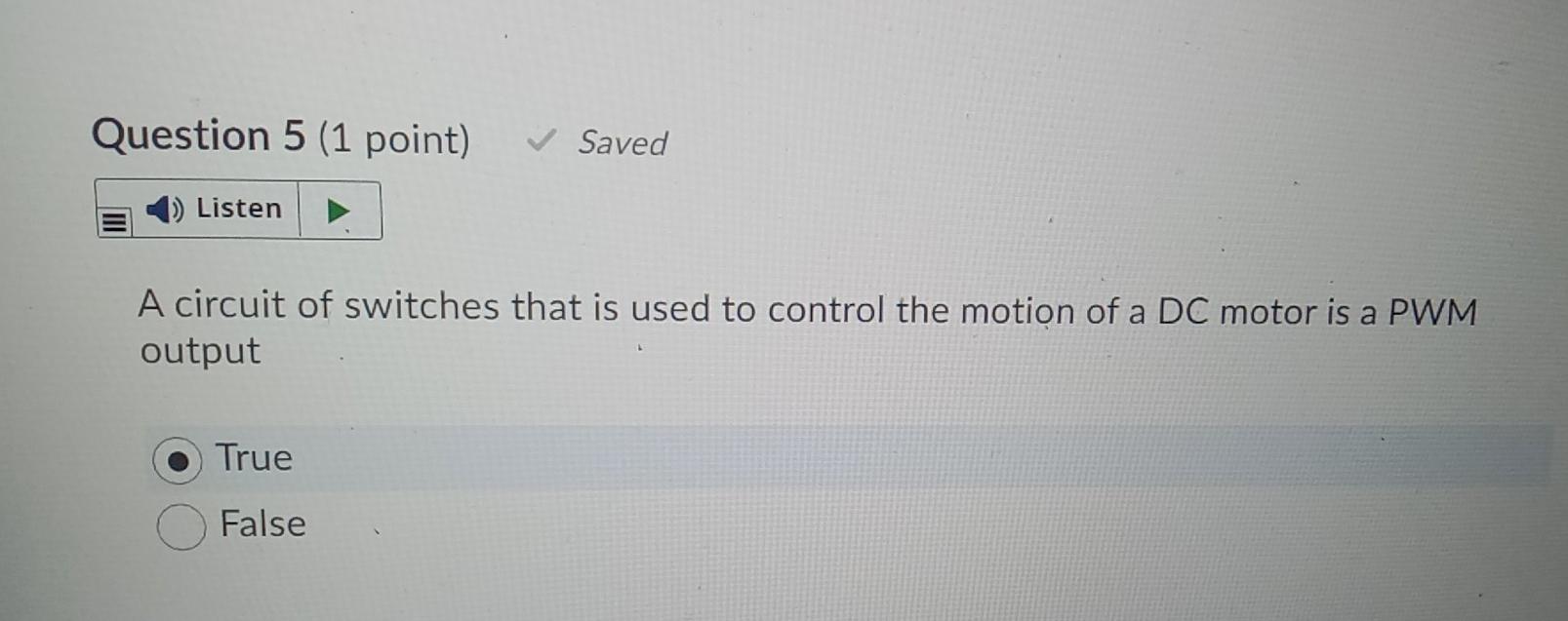 Solved Question 5 (1 point) Saved Listen a A circuit of | Chegg.com