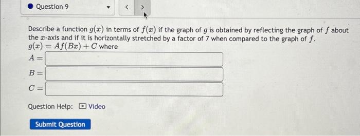 Solved Describe a function g(x) in terms of f(x) if the | Chegg.com