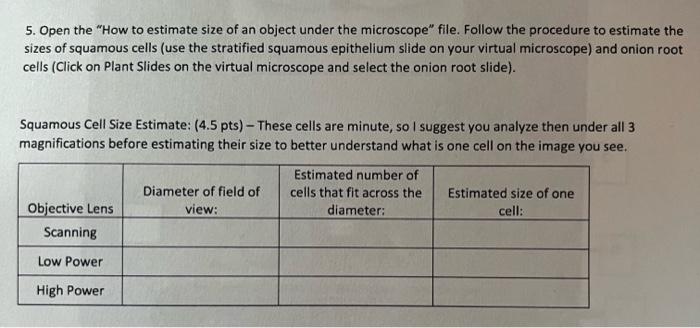 Solved 5. Open the "How to estimate size of an object under | Chegg.com