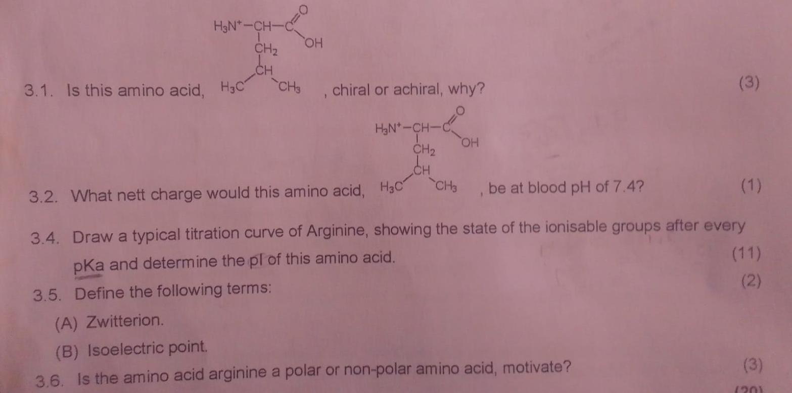 Solved 3.4. Draw a typical titration curve of Arginine, | Chegg.com