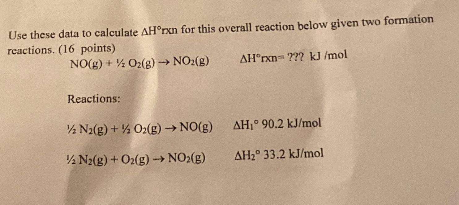 Solved Use these data to calculate ΔH°rxn ﻿for this overall | Chegg.com
