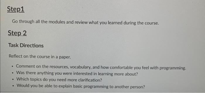 Solved Go through all the modules and review what you | Chegg.com