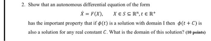 Solved 2. Show that an autonomous differential equation of | Chegg.com