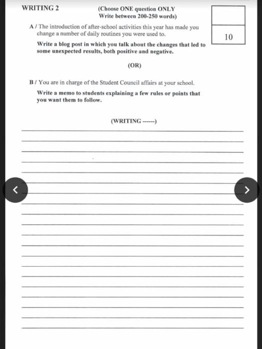 WRITING 2 (Choose ONE question ONLY Write between | Chegg.com