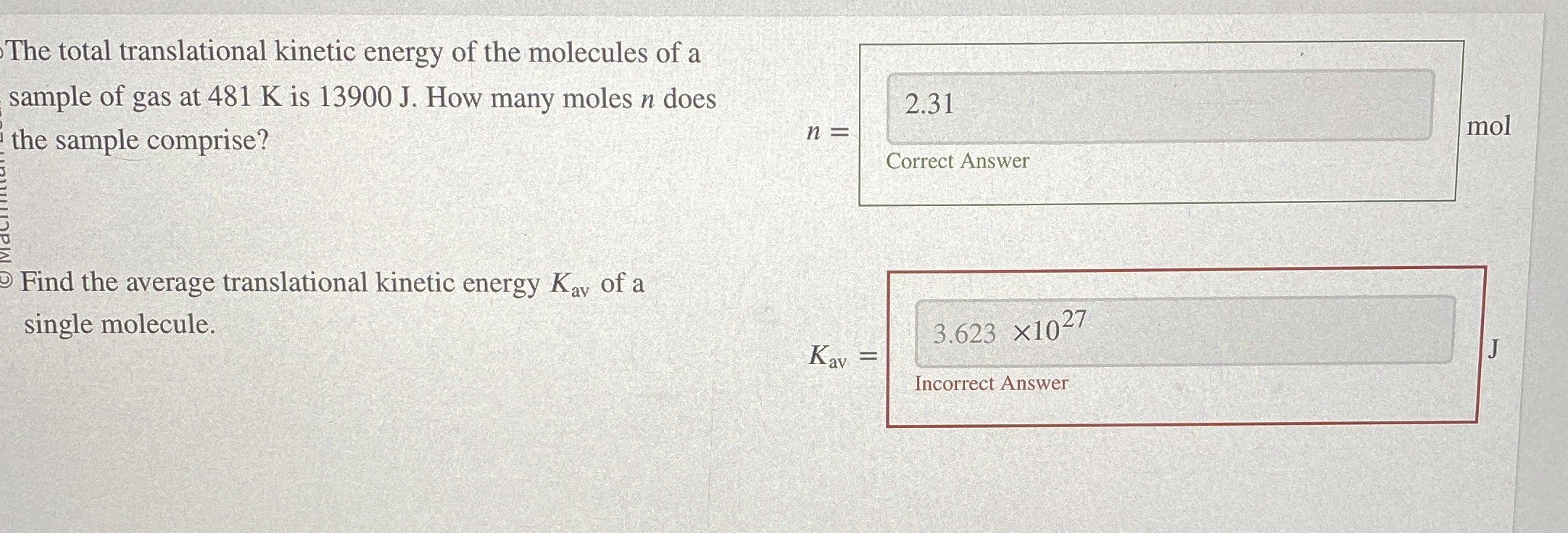 Solved The total translational kinetic energy of the | Chegg.com