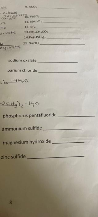 Solved 9. Al2O Whitroute. Oxicelel te the ovactie te | Chegg.com
