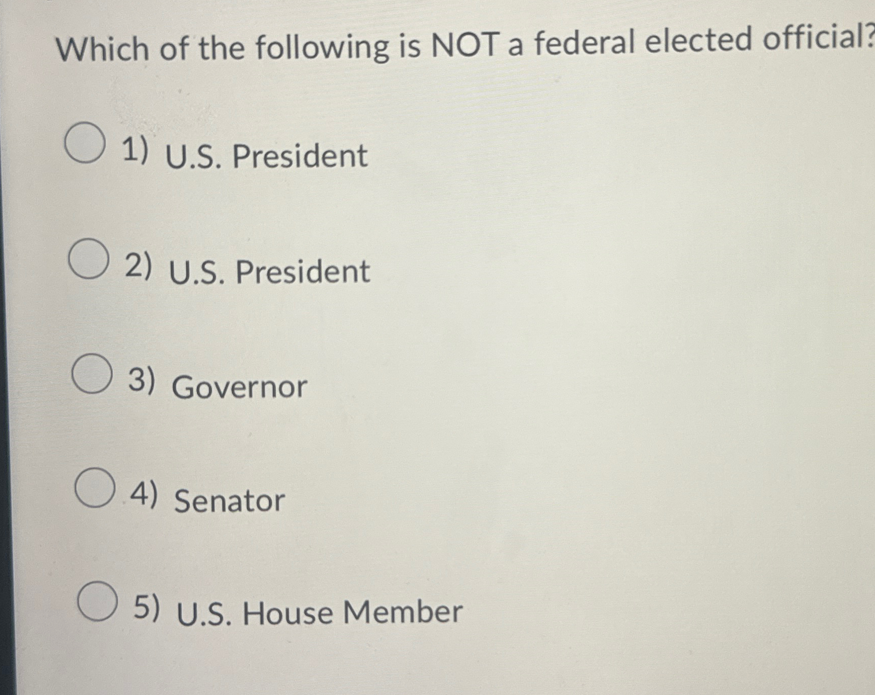 Solved Which of the following is NOT a federal elected | Chegg.com