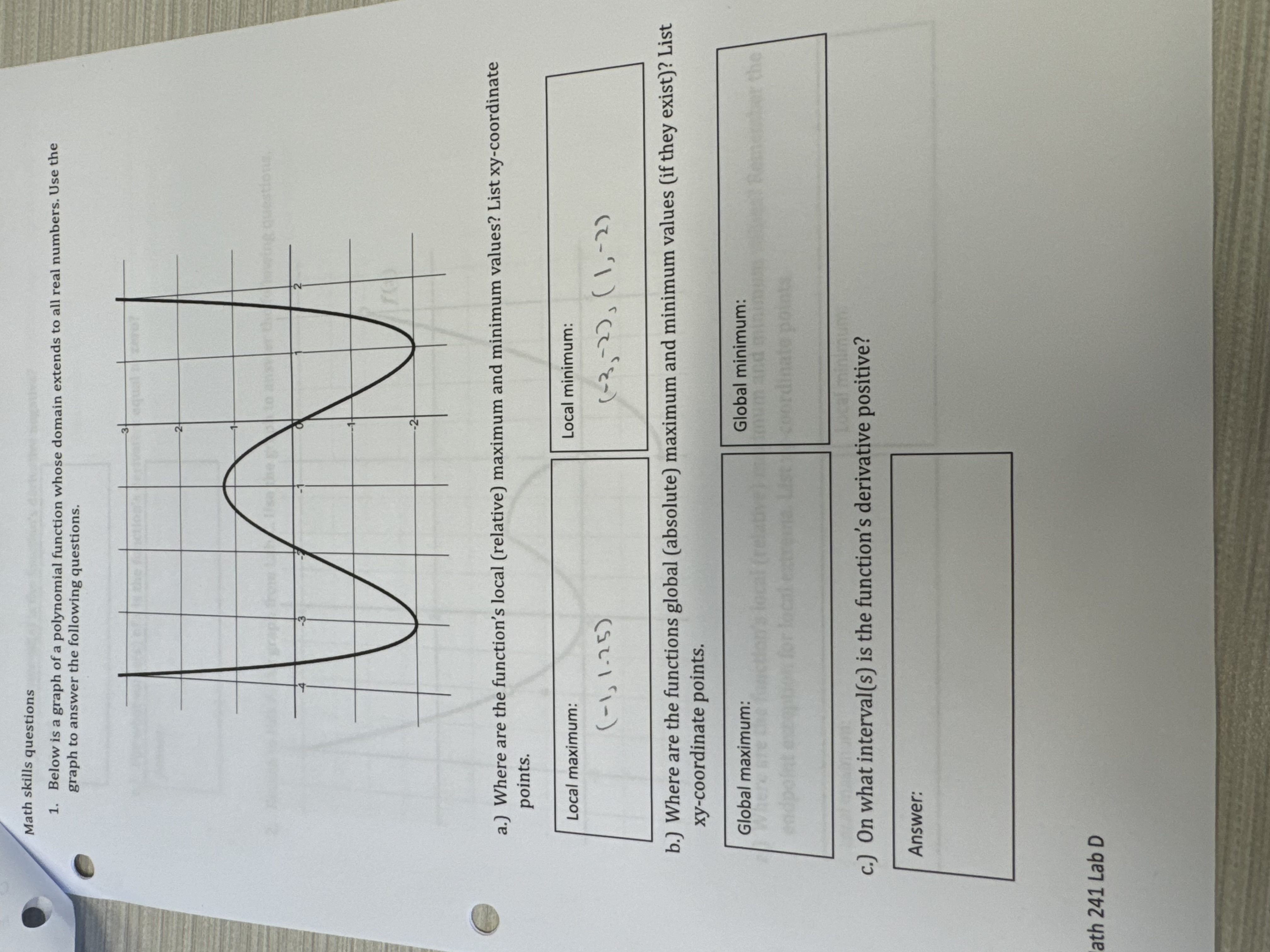 Solved Math skills questionsBelow is a graph of a polynomial | Chegg.com