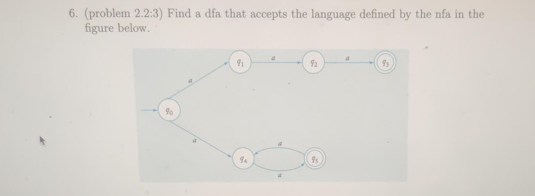 6. (problem 2.2:3) Find a dfa that accepts the | Chegg.com