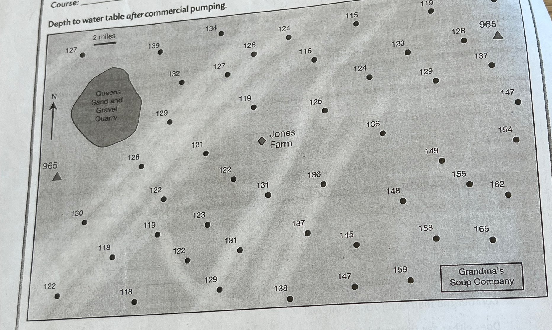 Course: Geology - ﻿contour this map and draw | Chegg.com