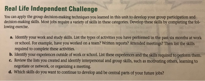 Solved Real Life Independent Challenge You can apply the | Chegg.com
