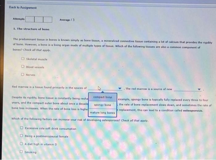 Solved Back to Assignment Attempts Average / 3 1. The | Chegg.com