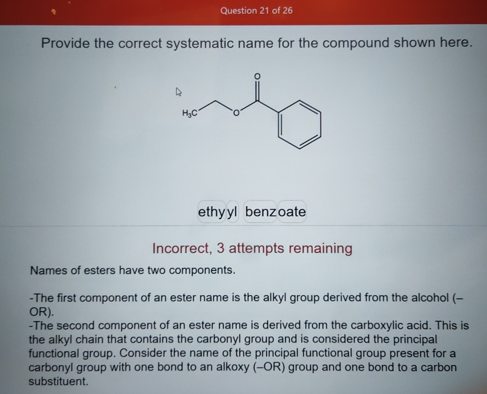 Solved Question 21 ﻿of 26Provide the correct systematic name | Chegg.com