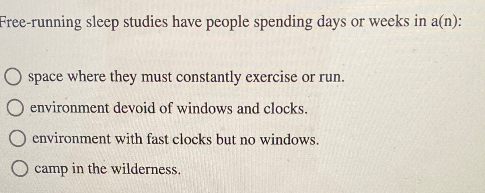 Solved Free-running sleep studies have people spending days | Chegg.com