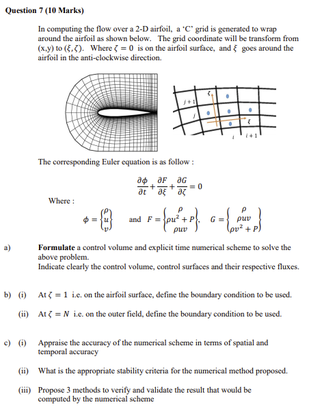 Solved Question 7 (10 ﻿Marks)In computing the flow over a | Chegg.com