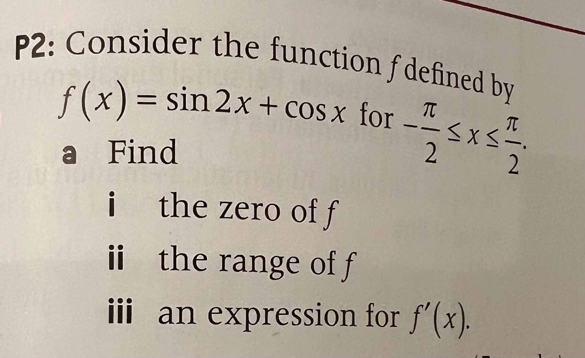 Solved P2: Consider the function f ﻿defined by | Chegg.com