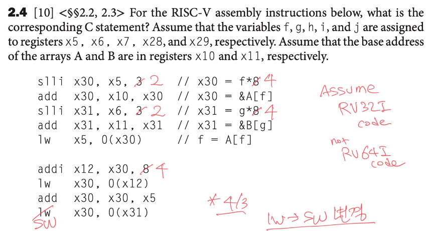 Solved 2.4[10] ﻿For the RISC-V assembly | Chegg.com