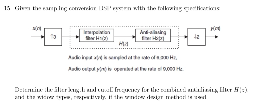 Solved Given the sampling conversion DSP system with the | Chegg.com