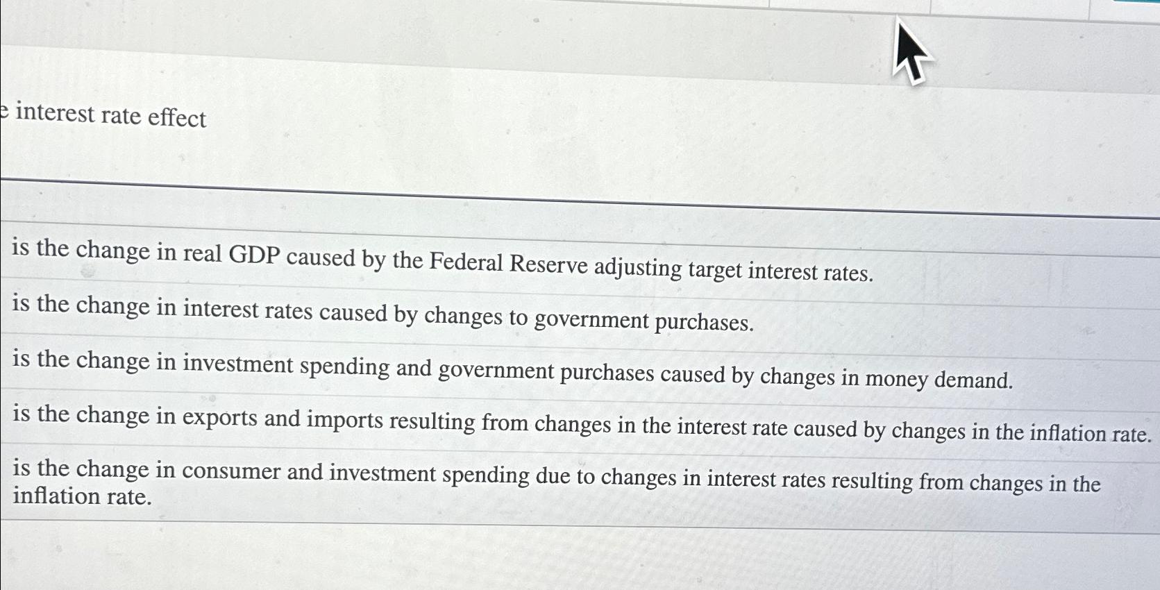 Solved interest rate effectis the change in real GDP caused | Chegg.com