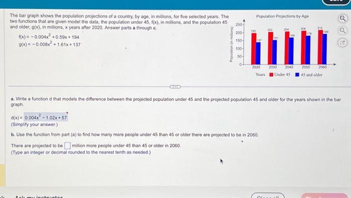 Solved The bar graph shows the population projections of a | Chegg.com