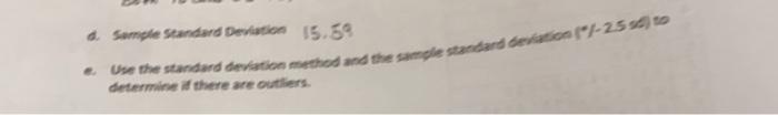 Solved Use the standard deviation method and the sample | Chegg.com