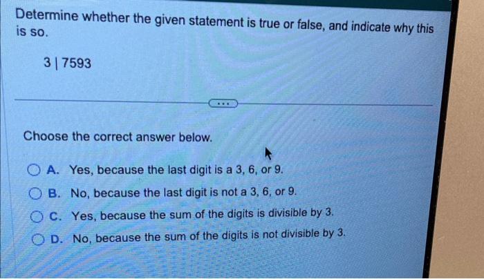 Solved Determine whether the given statement is true or | Chegg.com