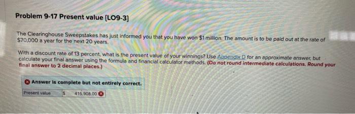 Solved Problem 9-17 Present value (LO9-3) The Clearinghouse | Chegg.com