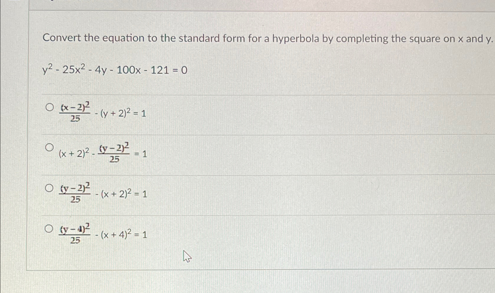 Solved Convert the equation to the standard form for a | Chegg.com