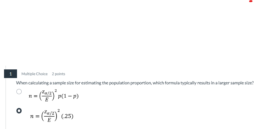 Solved When calculating a sample size for estimating the | Chegg.com