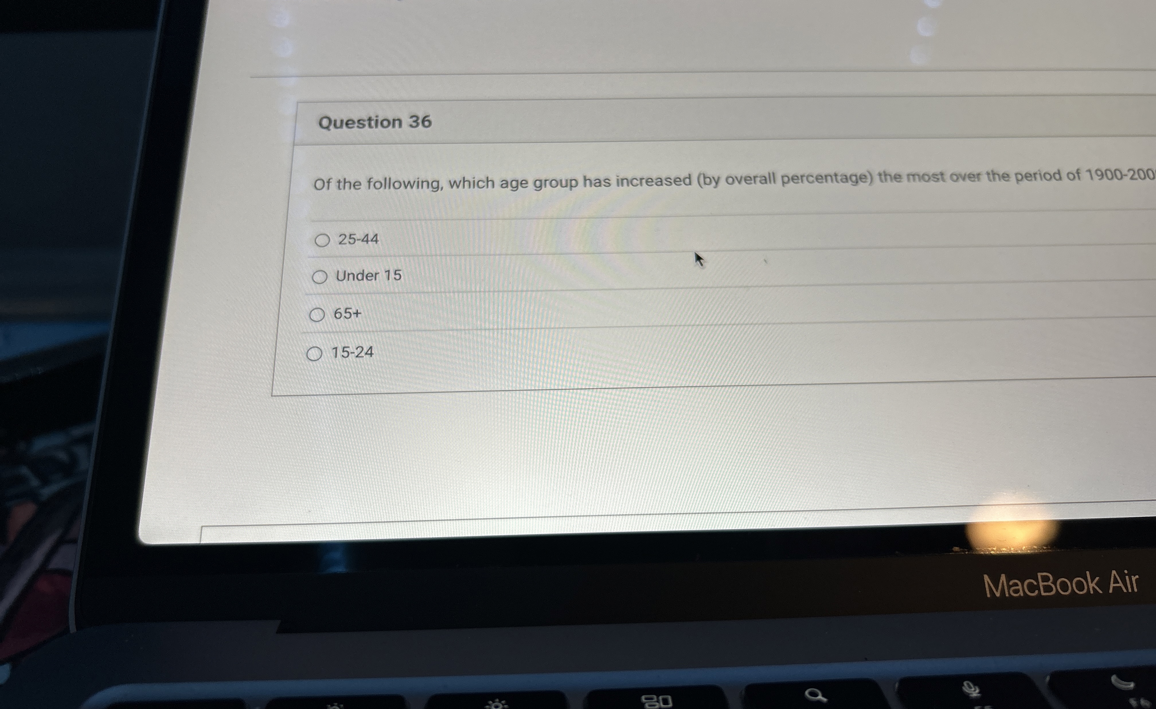 Question 36Of the following, which age group has | Chegg.com