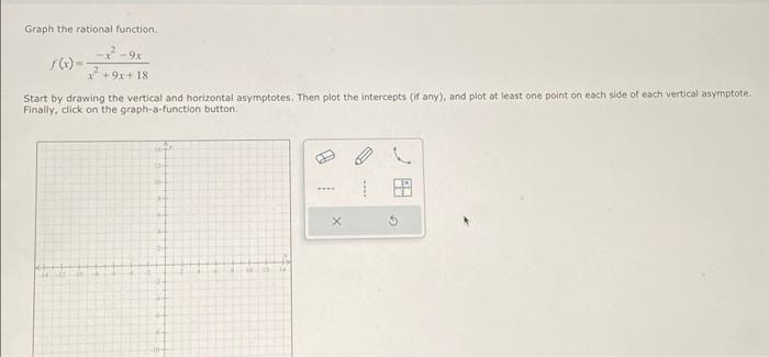 Solved Graph the rational function. f(x)=x2+9x+18−x2−9x | Chegg.com