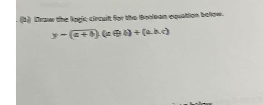 Solved (b) ﻿Draw the logic circuit for the Boolean equation | Chegg.com