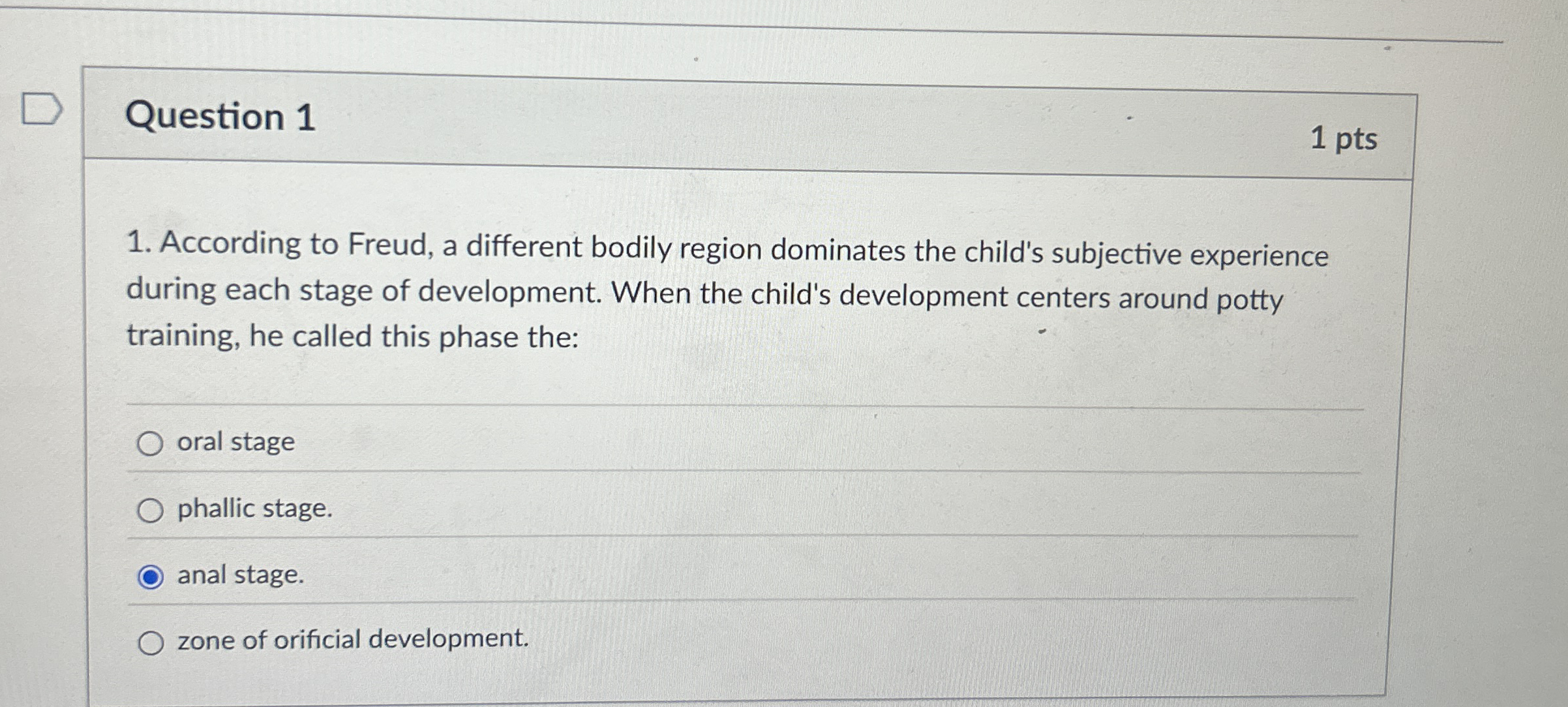 Solved Question 11 ﻿ptsAccording to Freud, a different | Chegg.com