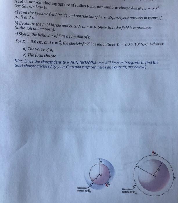 Solved A solid, non-conducting sphere of radius R has | Chegg.com