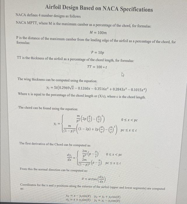 NACA defines 4 number designs as follows NACA MPTT, | Chegg.com