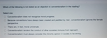 Solved Which of the following is not stated as an objection | Chegg.com