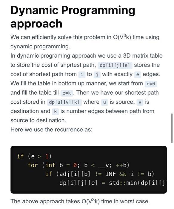Solved This problem is finding shortest path with k edges | Chegg.com