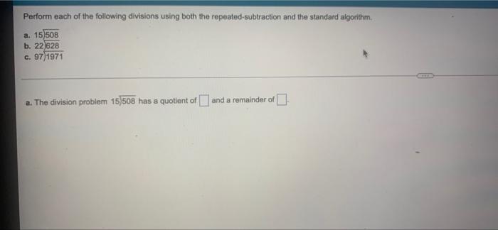 Solved Perform each of the following divisions using both | Chegg.com